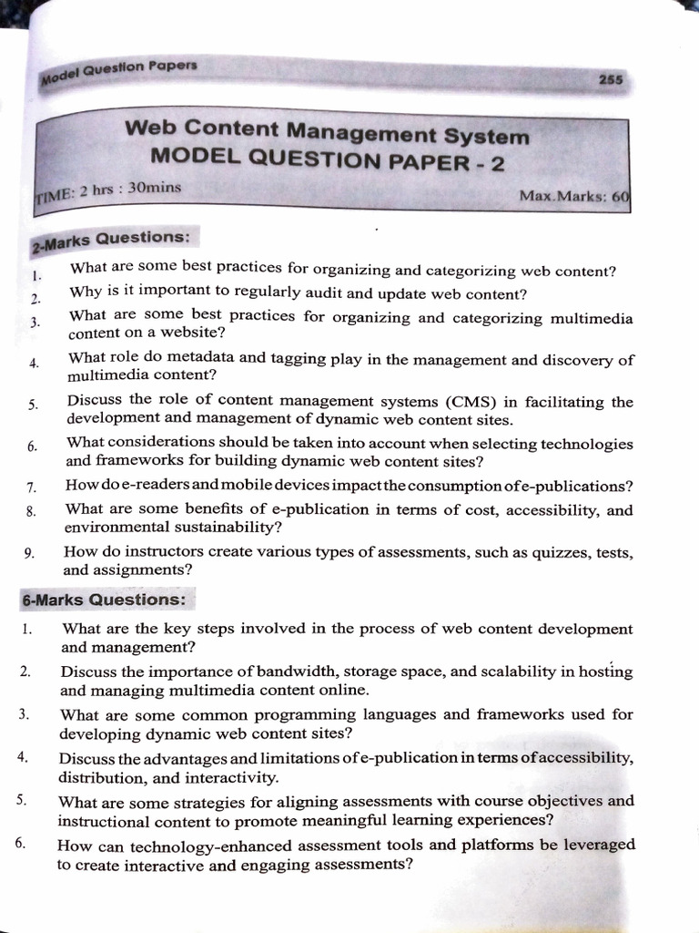 Wcms Model Paper | PDF | Multimedia | World Wide Web
