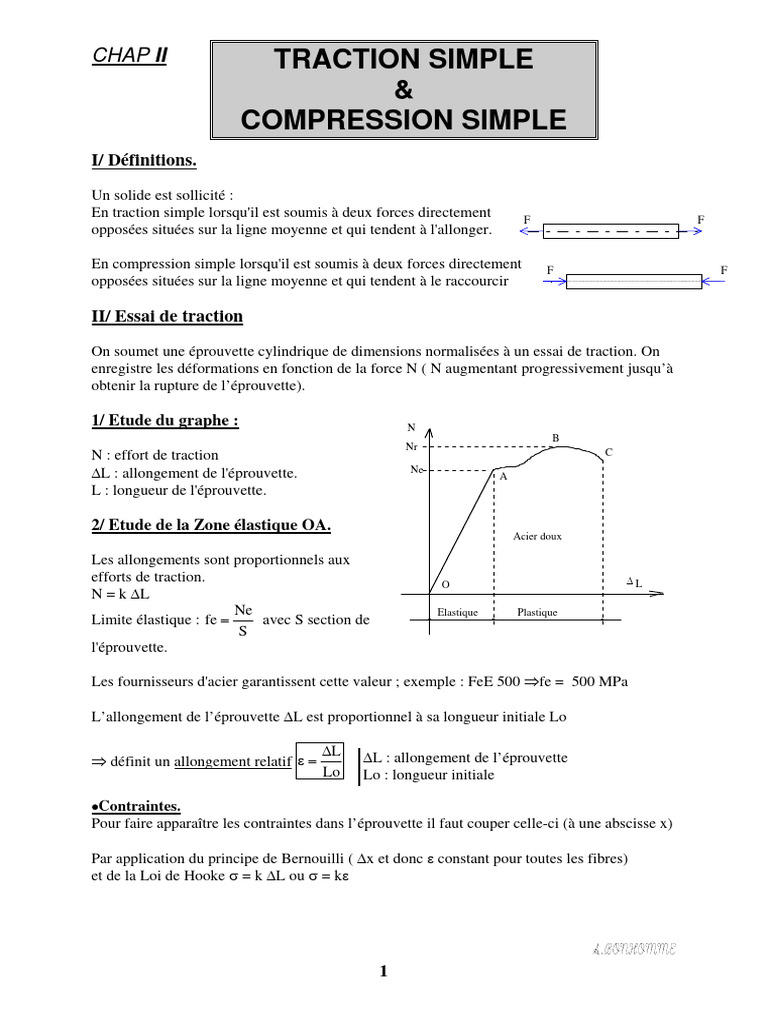 Traction et Compression Simple | PDF | Élasticité (Physique ...