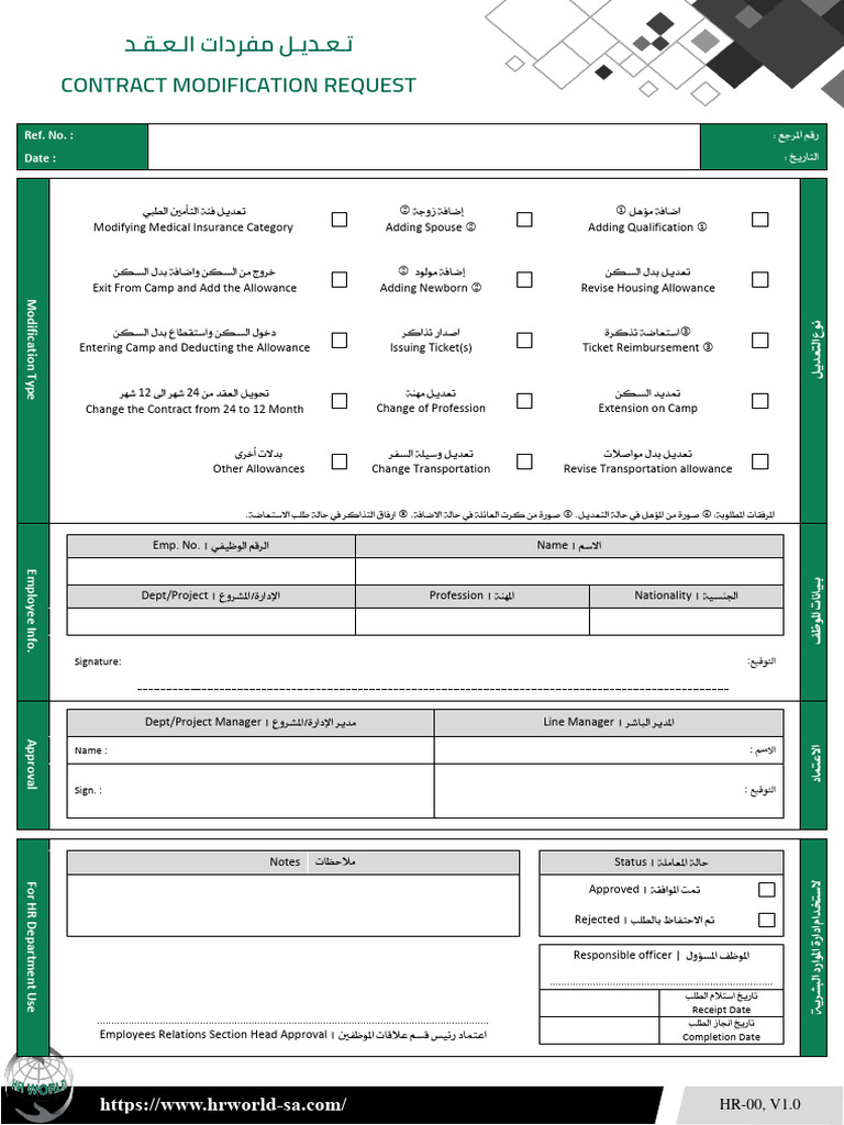 Contract Modification Request - تعديل مفردات العقد | PDF
