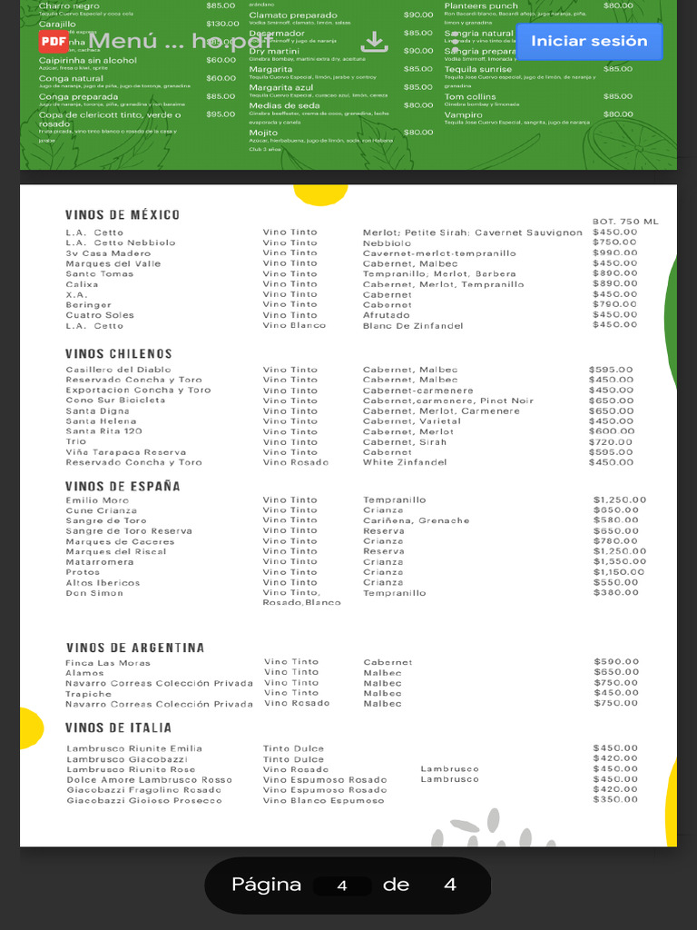 Menú Sabor Gaucho - PDF - Google Drive | PDF | Rosa | Vodka