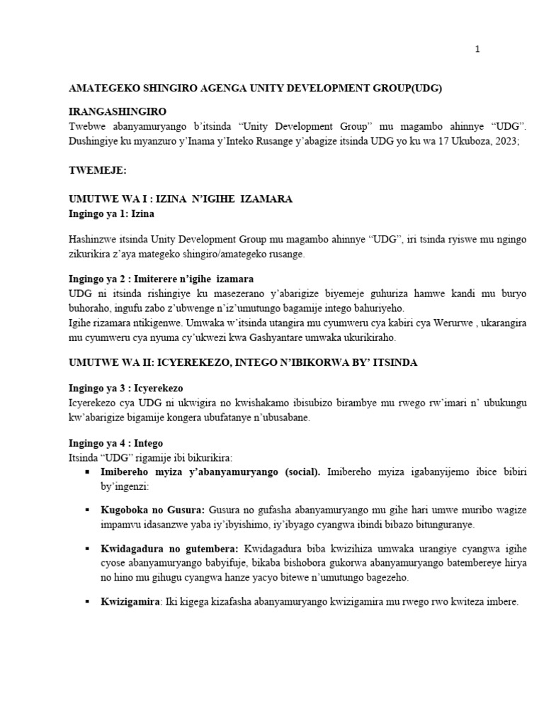 Amategeko Shingiro Ya Udg | PDF | Business | Law