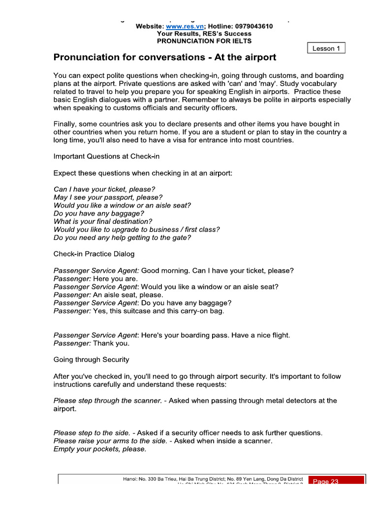 Airport Conversation Practice | PDF