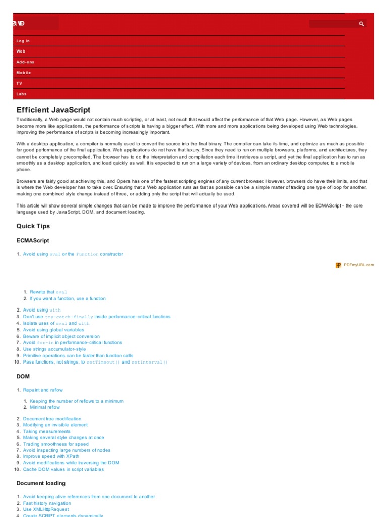 Efficient Javascript D E V O P E R A Pdf Scope Computer Science Variable Computer 2562