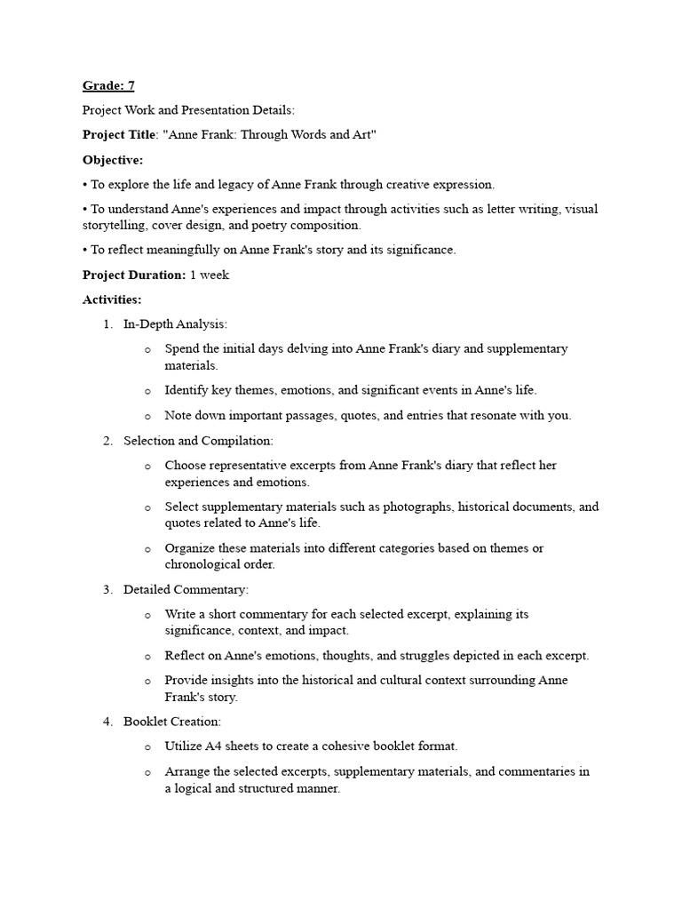 English Project Work - 2081 | PDF | Anne Frank | Poetry