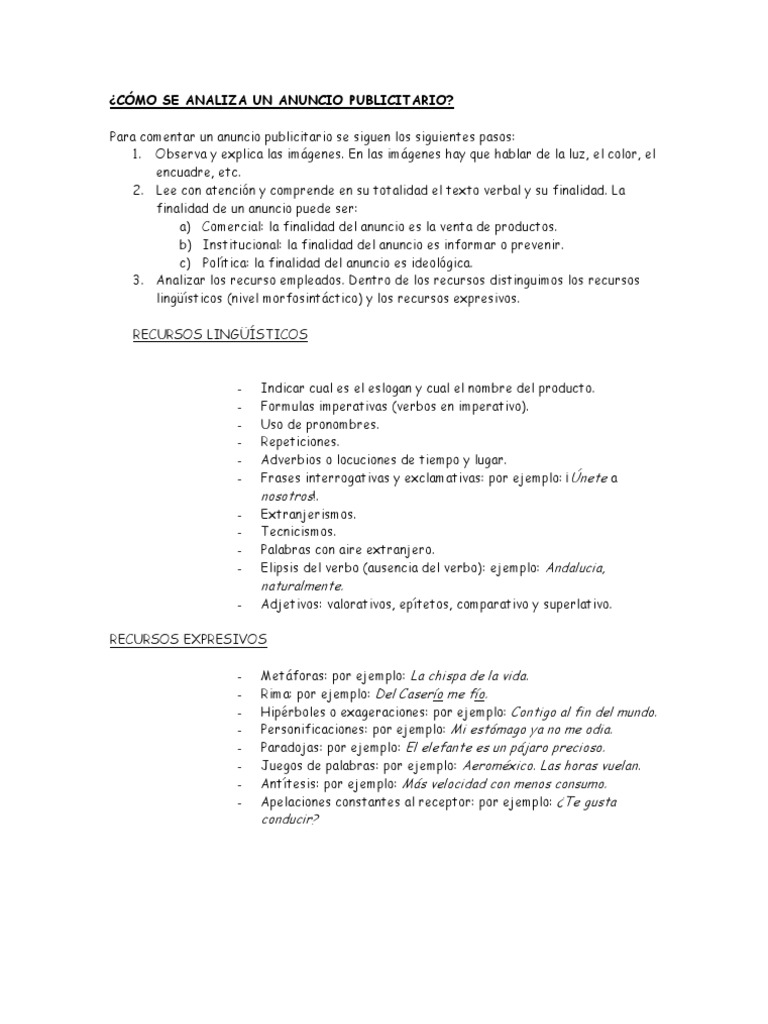 Análisis de Anuncios Publicitarios | PDF | Estudios de idiomas extranjeros