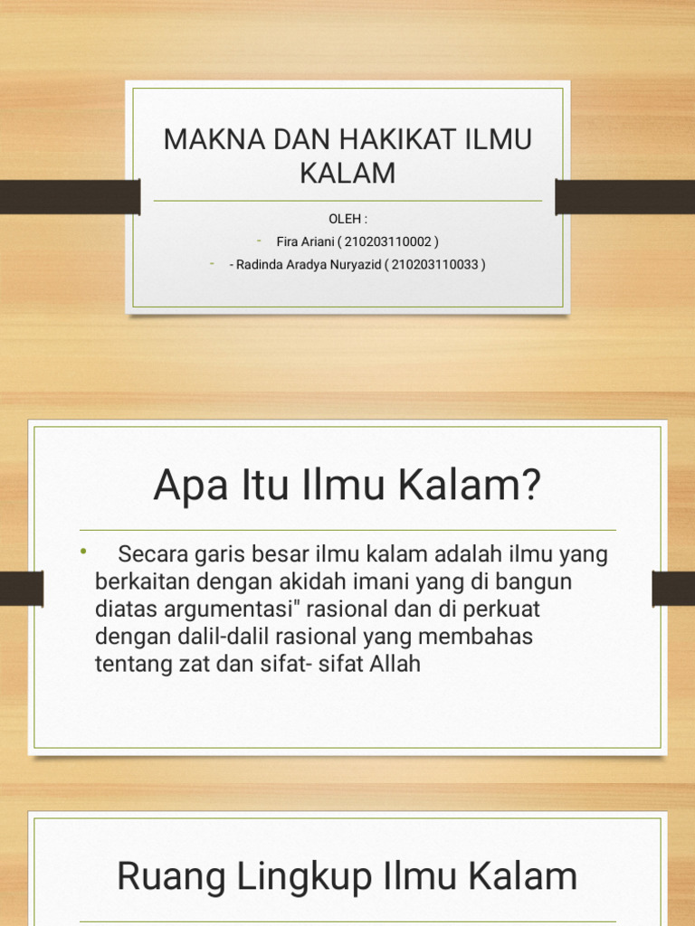 Makna Dan Hakikat Ilmu Kalam | PDF