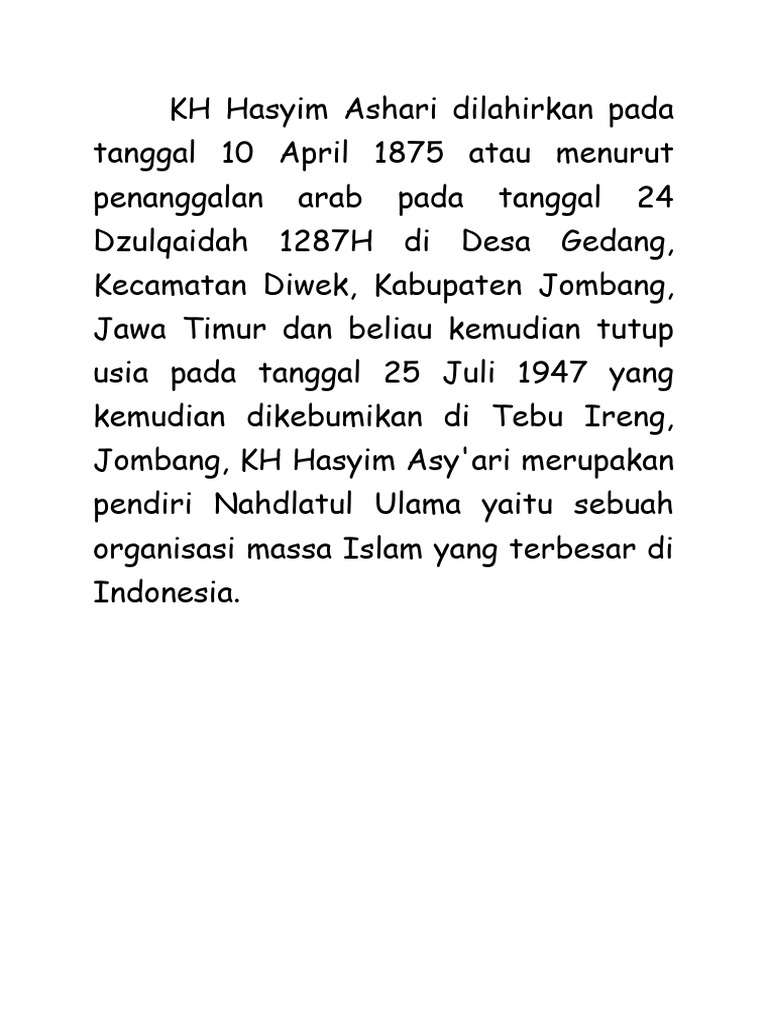 Biografi KH Hasyim Ashari 2 | PDF | Ilmu Sosial | Perjalanan