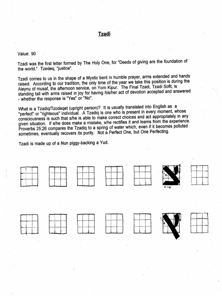 ShalhevetYah Tzadi Worksheet | PDF