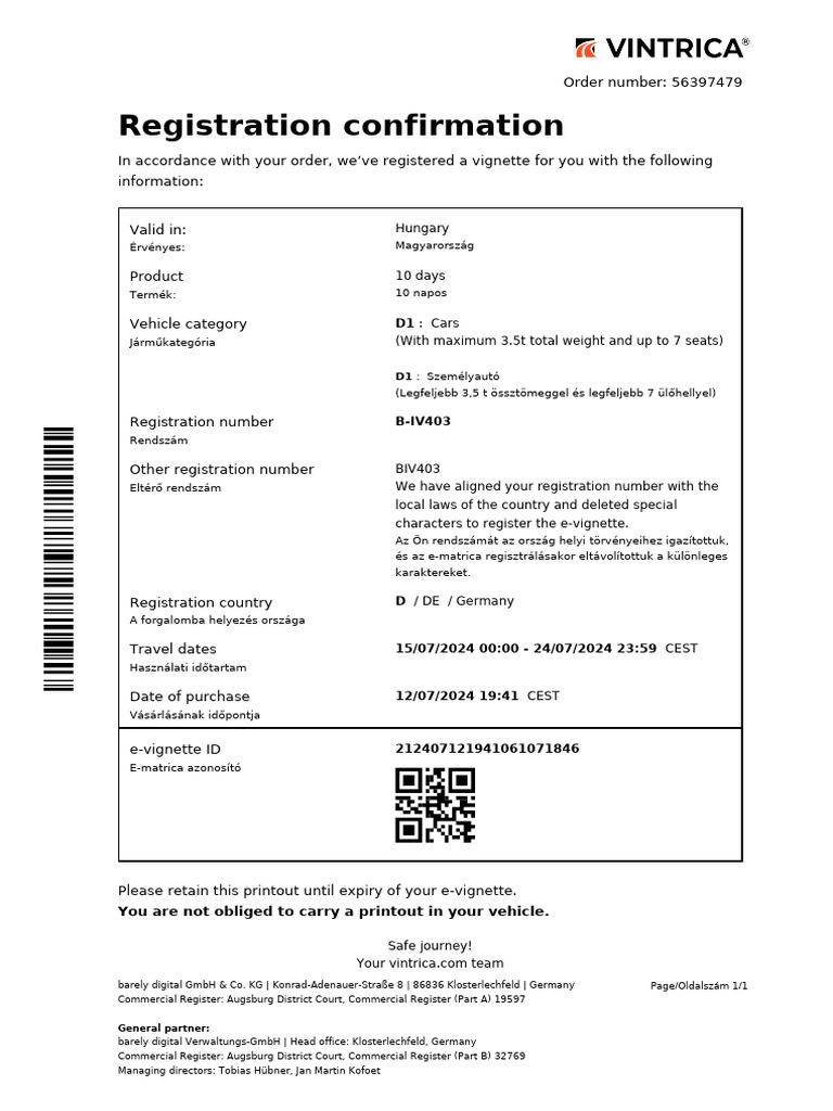 Registration Confirmation 56397479 | PDF