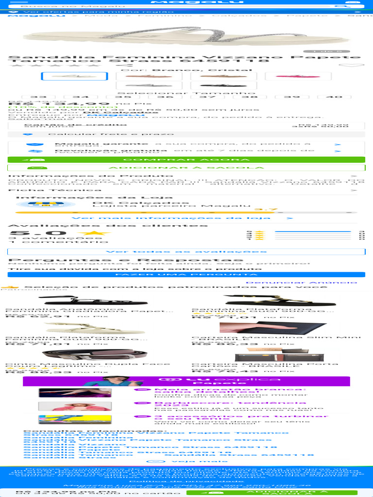 Sandalia Feminina Vizzano Papete Tamanco Strass 6459118peagbbjb28gmdppfe | PDF