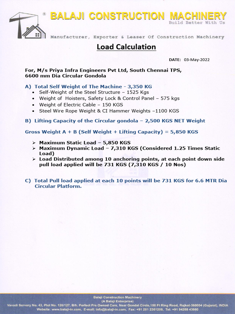 Load Calculation - V0 | PDF