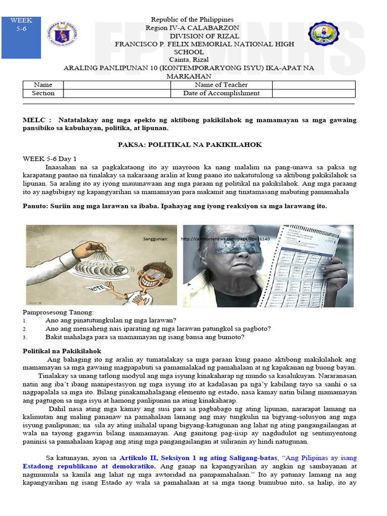 Week 5 6 4th Quarter Ap10 LAS | PDF