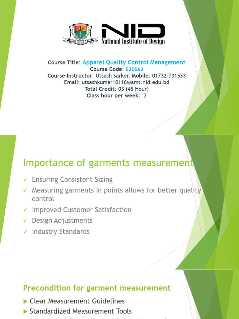 Apparel Quality Control Management (Garments Measurements) | PDF | Seam ...