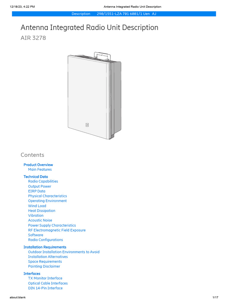 Antenna Integrated Radio Unit Description3278 | PDF | Power Supply ...