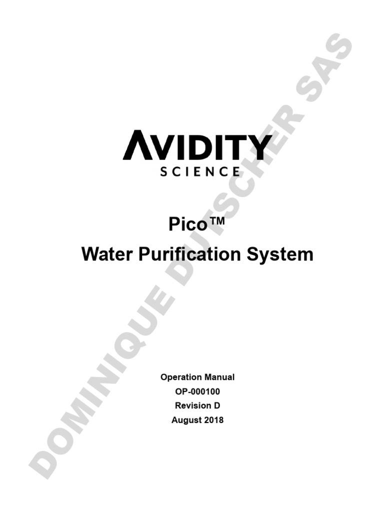 Pico™ Water Purification System: Operation Manual OP-000100 Revision D ...