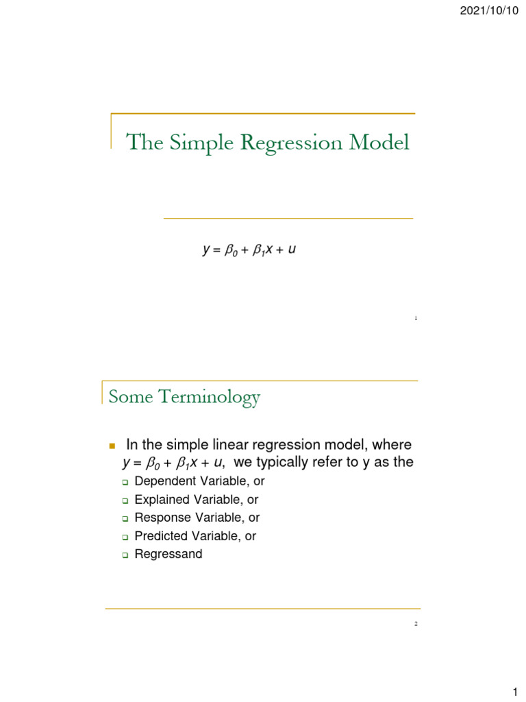 The Simple Regression Model | PDF | Dependent And Independent Variables ...