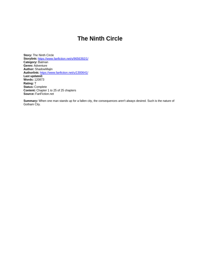 The Ninth Circle - ShadowMajin (Complete) | PDF