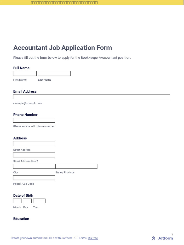 Accountant Job Application Form | PDF