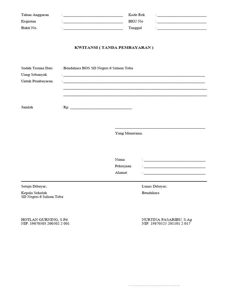 Kwitansi Bon Faktur Pesanan Barang | PDF