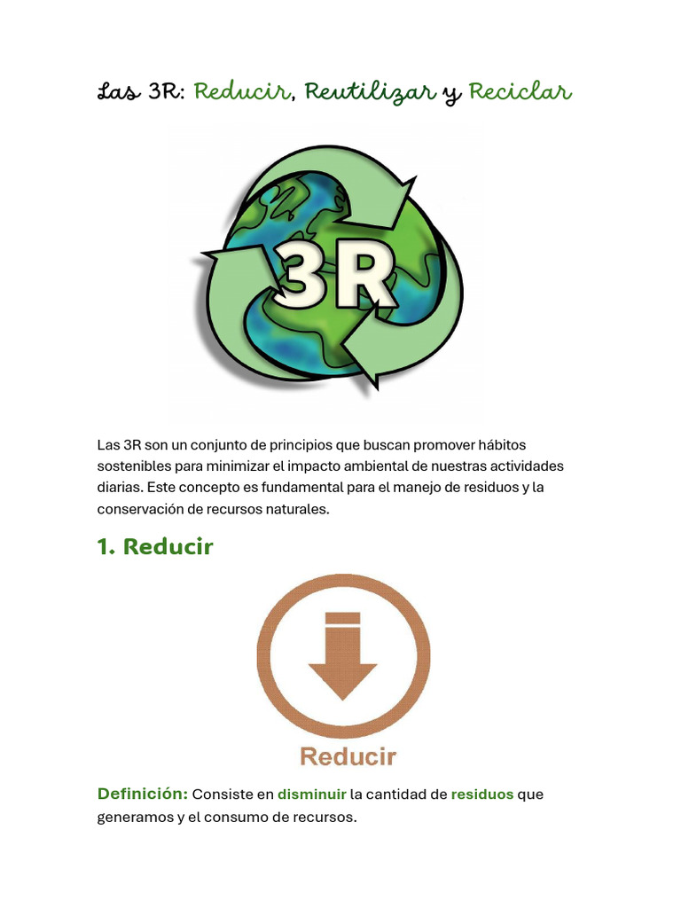 Guía Completa de las 3R: Reducir, Reutilizar, Reciclar | PDF | Residuos ...