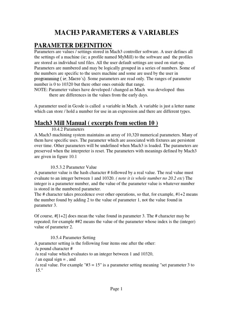 Mach 3 Parameters And Variables Pdf Parameter Computer Programming Variable Computer 9766