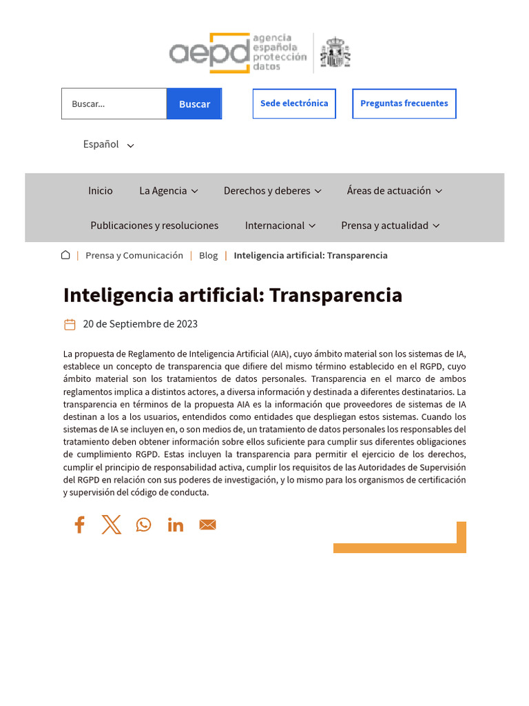 Inteligencia Artificial - Transparencia - AEPD | PDF | Inteligencia artificial | Inteligencia ...