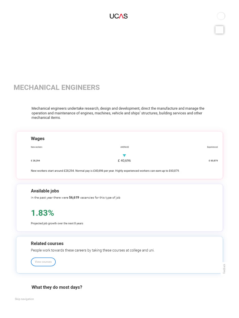 Mechanical Engineers - Career Profile - UCAS | PDF | Engines | Mechanical Engineering