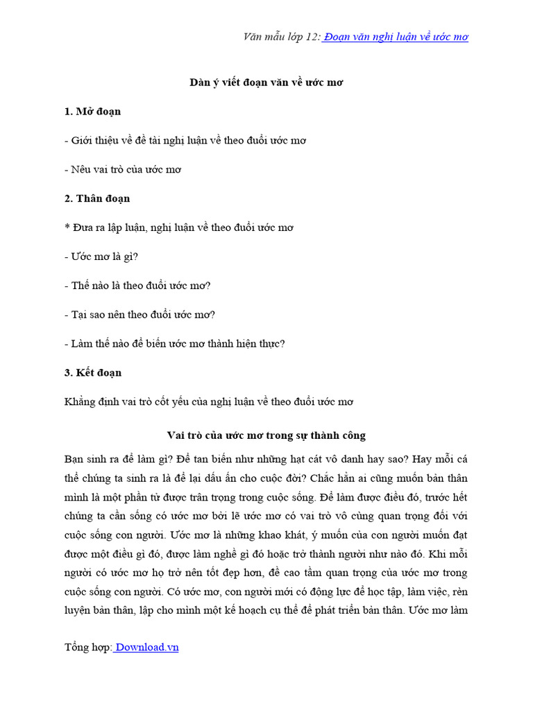 Viet Doan Van Ve Vai Tro Cua Uoc Mo | PDF