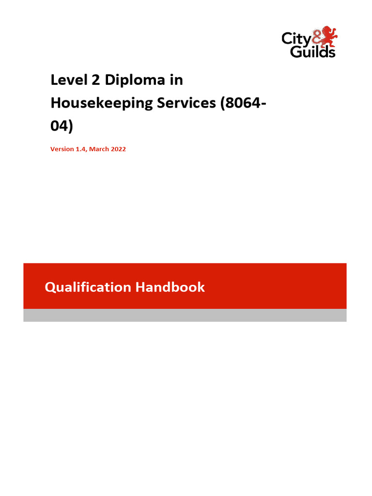 Level 2 Diploma in Housekeeping Services | PDF | Occupational Safety ...