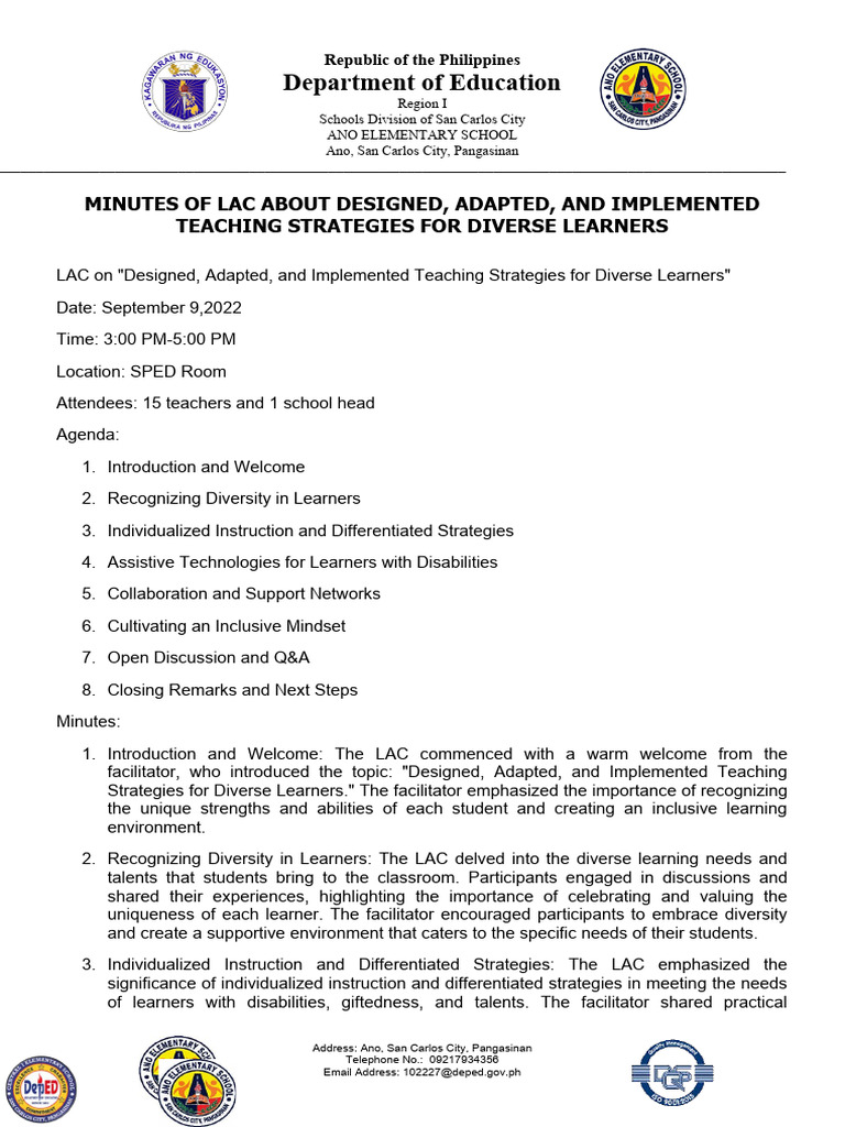 LAC SESSIONS_MINUTES | PDF | Mental Health | Learning