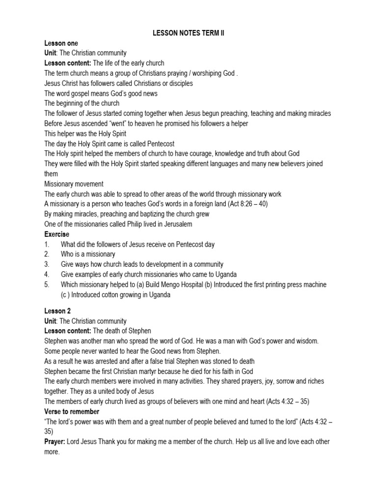 Grade 4 CRE Notes Term 2 | PDF | Paul The Apostle | Jesus