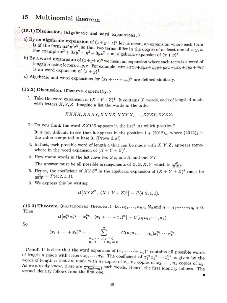 Multinomial Theorem-1 | PDF | Mathematical Analysis | Combinatorics