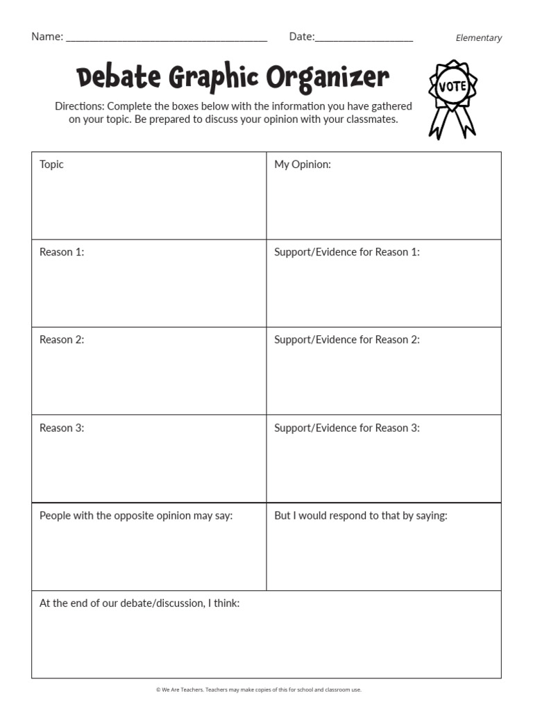 Debate Graphic Organizer for Students | PDF | Classroom | Human ...