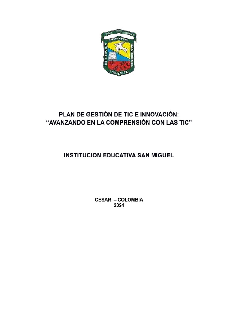 Formato Plan de Gestion de TIC e Innovación | PDF | Tecnología de información y comunicaciones ...