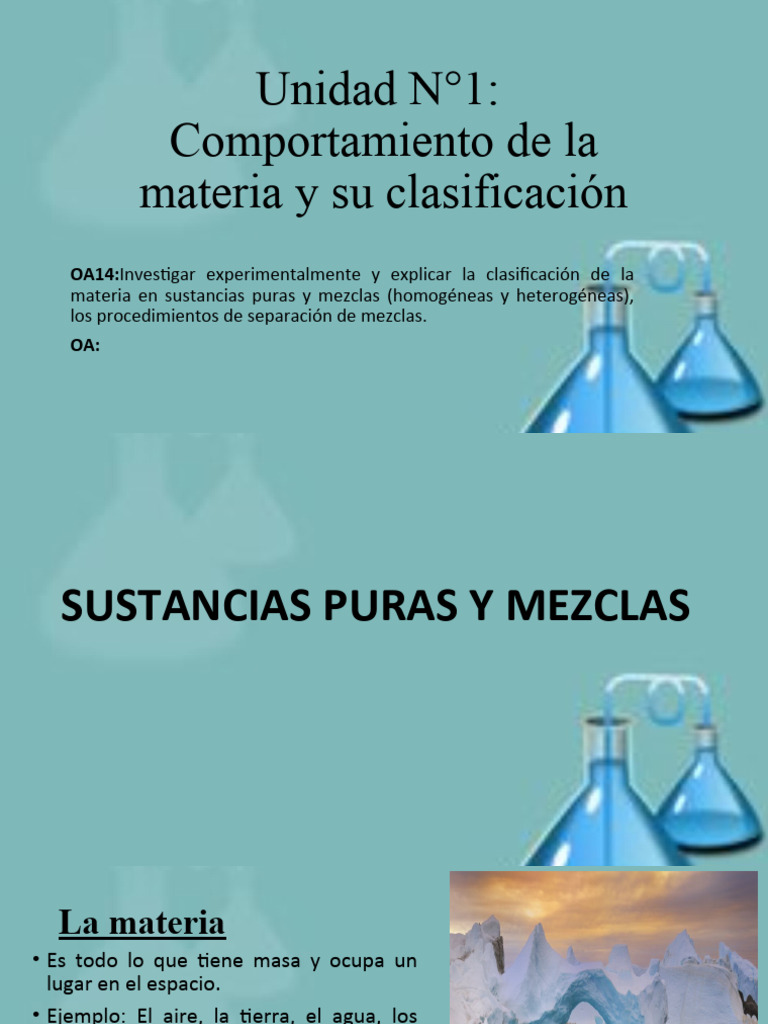Sustancias Puras y Mezclas | PDF | Mezcla | Elementos químicos