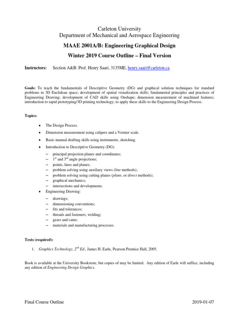 MAAE 2001A/B Course Outline: Engineering Design | PDF | Engineering ...