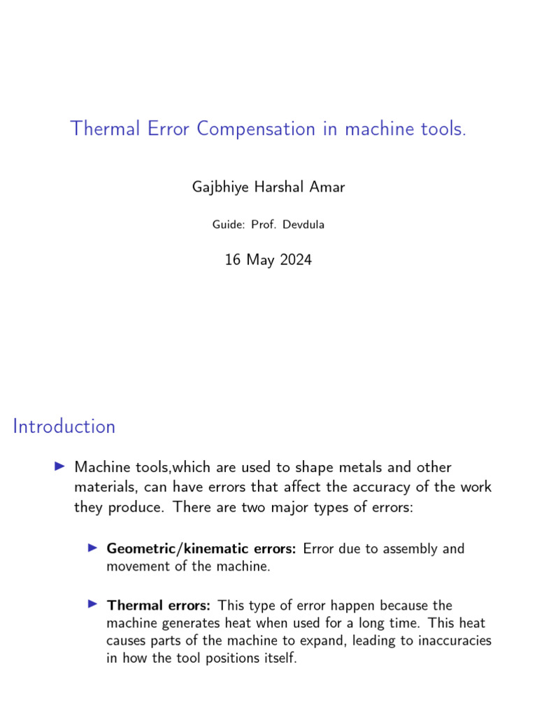 Thermal Error Compensation in Machine Tools | PDF | Computer Simulation ...
