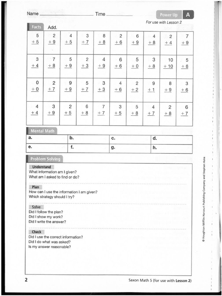 Math 5 Power Ups | PDF