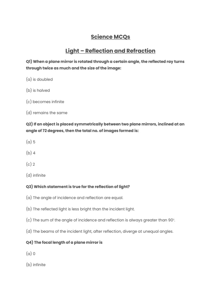 Reflections Pyq | PDF | Mirror | Reflection (Physics)
