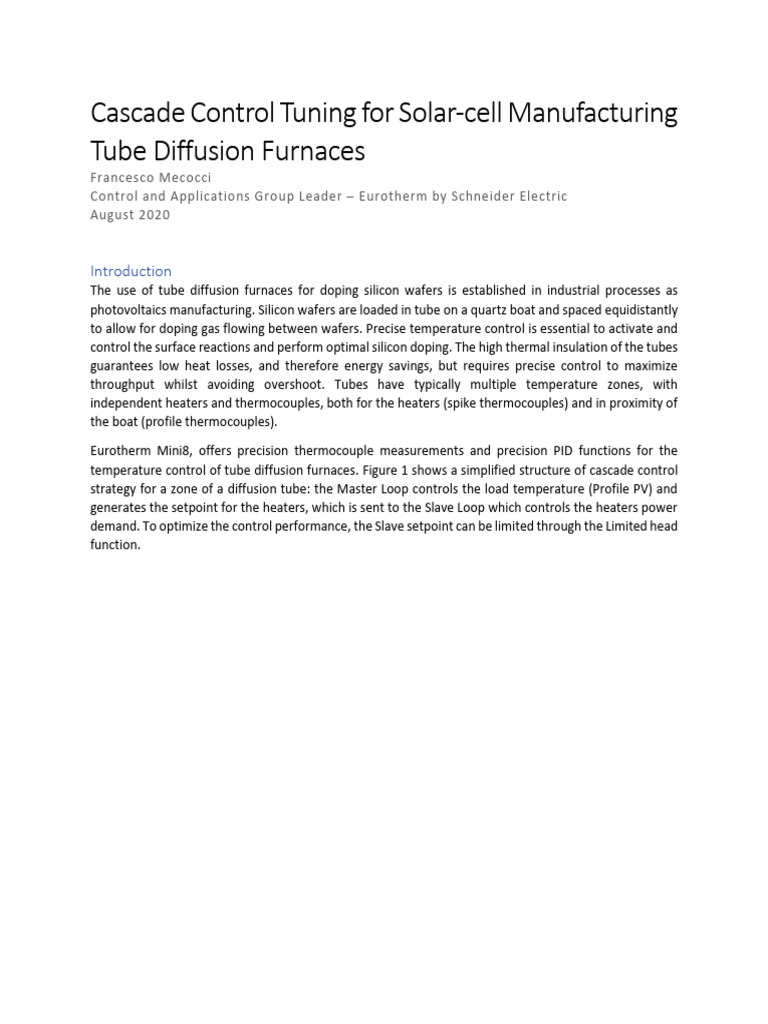 Optimizing Cascade Control for Solar Furnaces | PDF | Science ...
