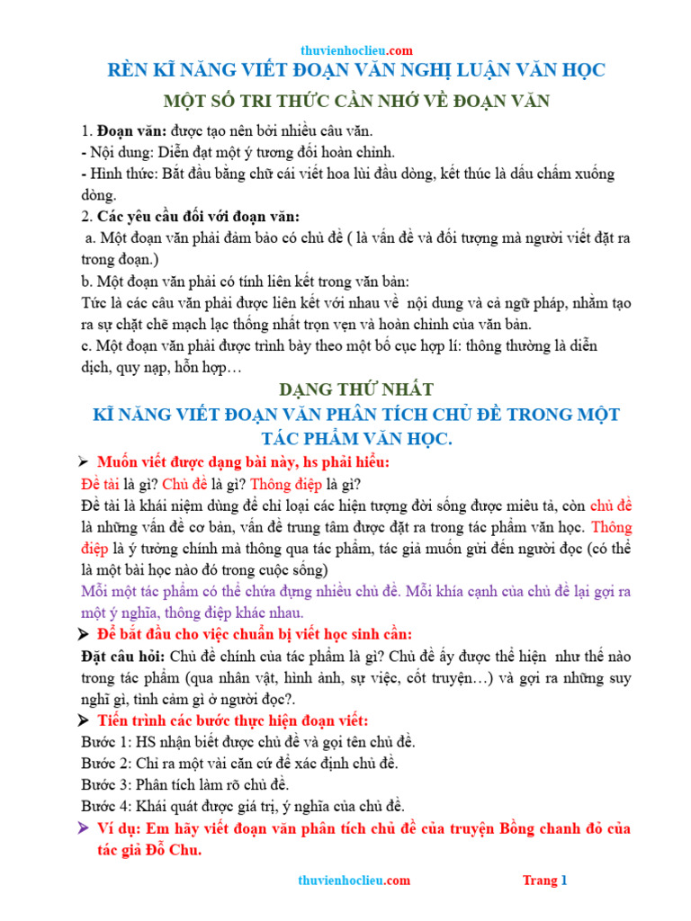 Ren Luyen Viet Van Nghi Luan Lop 9 | PDF