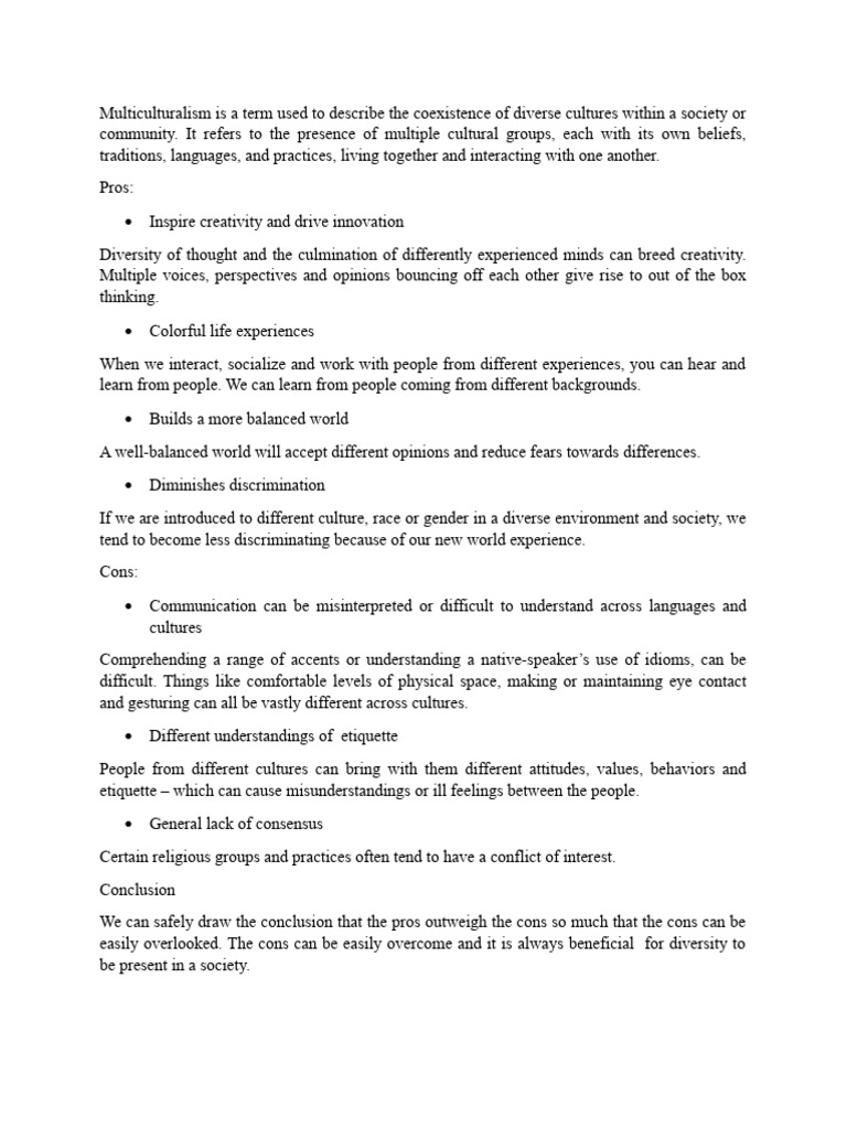 English - Multiculturalism | PDF