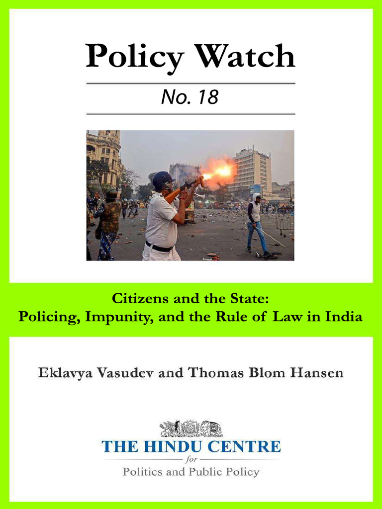 The Hindu Centre - Policy Watch. No. 18 | PDF | Police | Violence