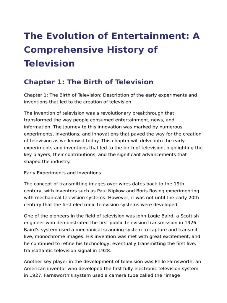 The Evolution of Entertainment - A Comprehensive History of Television ...