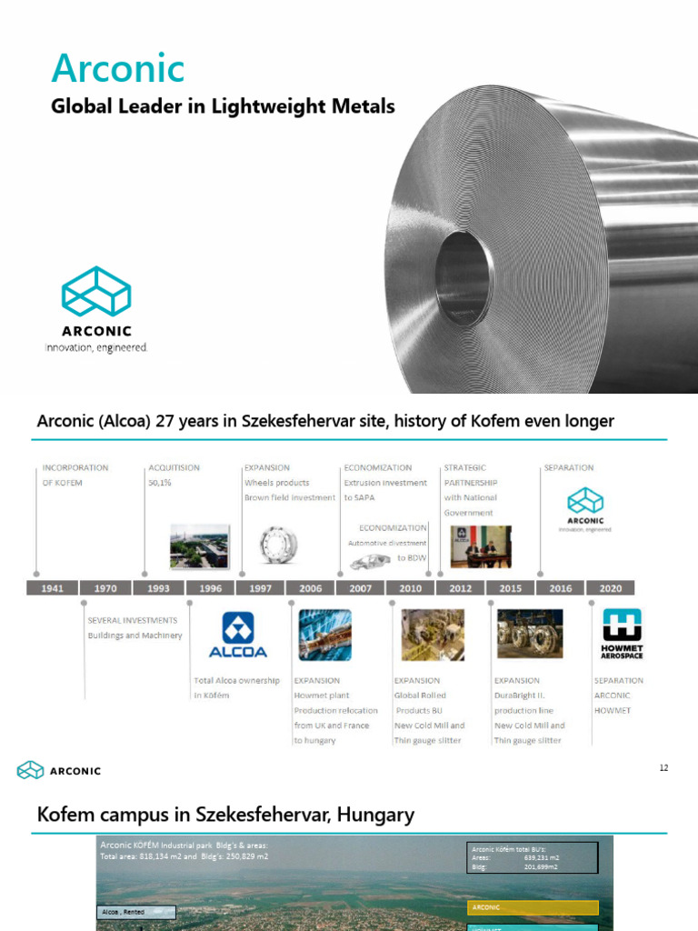 Arconic Köfém: Overview and Strategy | PDF | Rolling (Metalworking ...