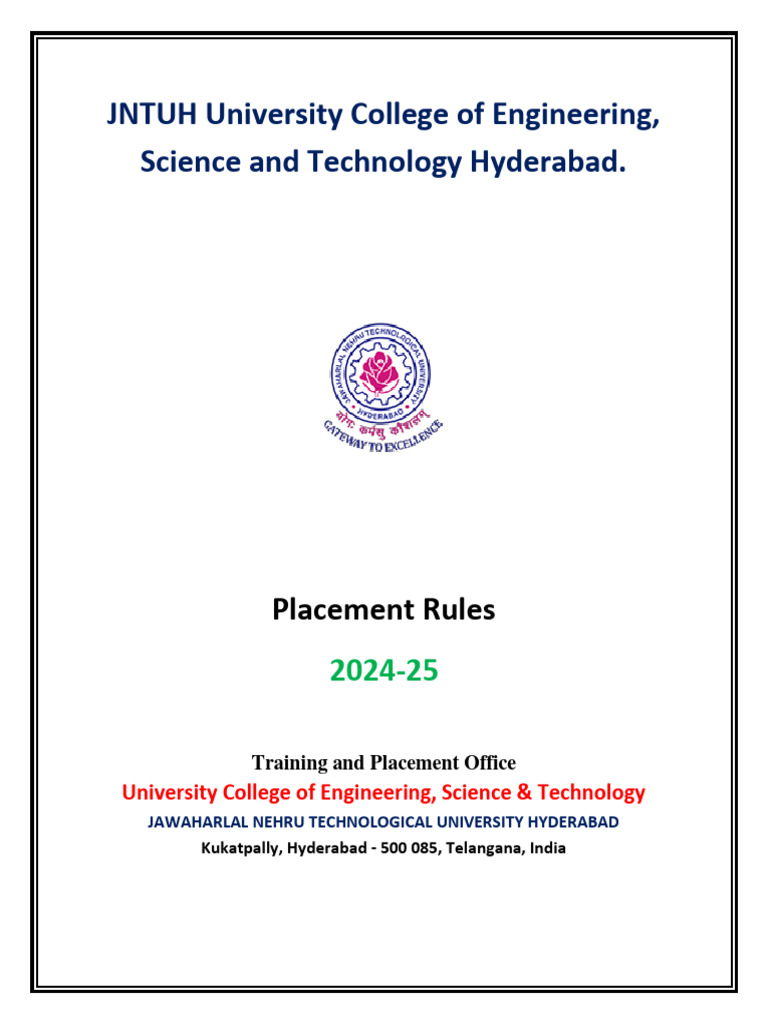 JNTUH Placement Rules 2024-25 | PDF | Computing