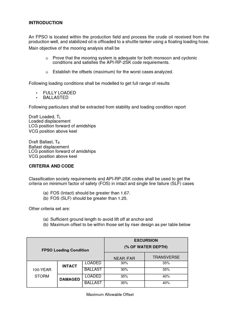 Fpso Spread Mooring Analysis Guide For Benign Condition | PDF | Wound ...