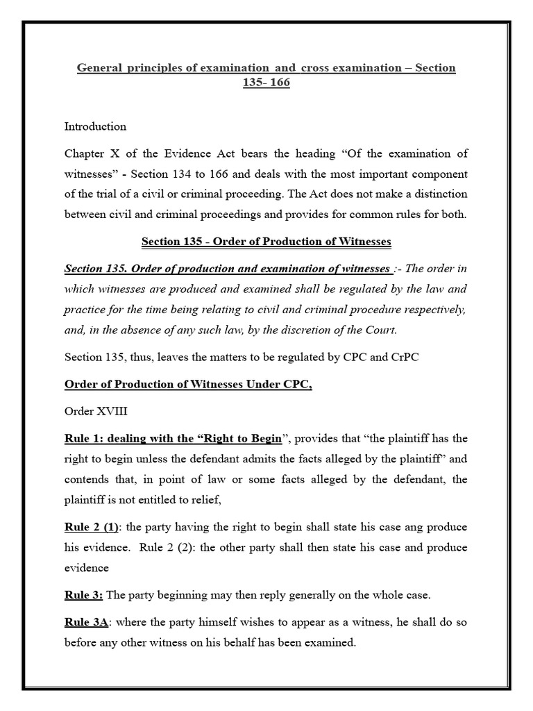 Principles of Witness Examination & Cross-Examination | PDF | Cross ...