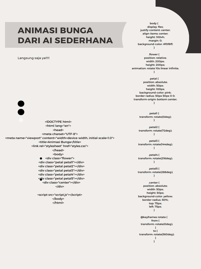 Animasi Bunga Bergerak dengan HTML CSS | PDF