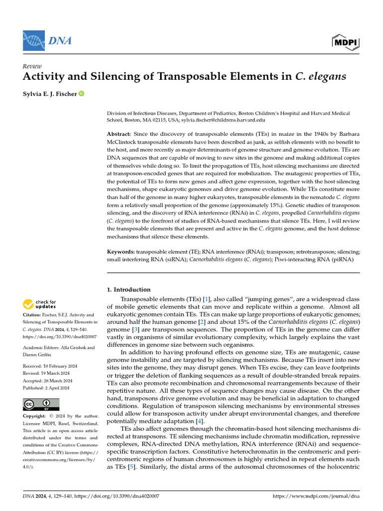 Dna 04 00007 v2 | PDF | Transposable Element | Genome